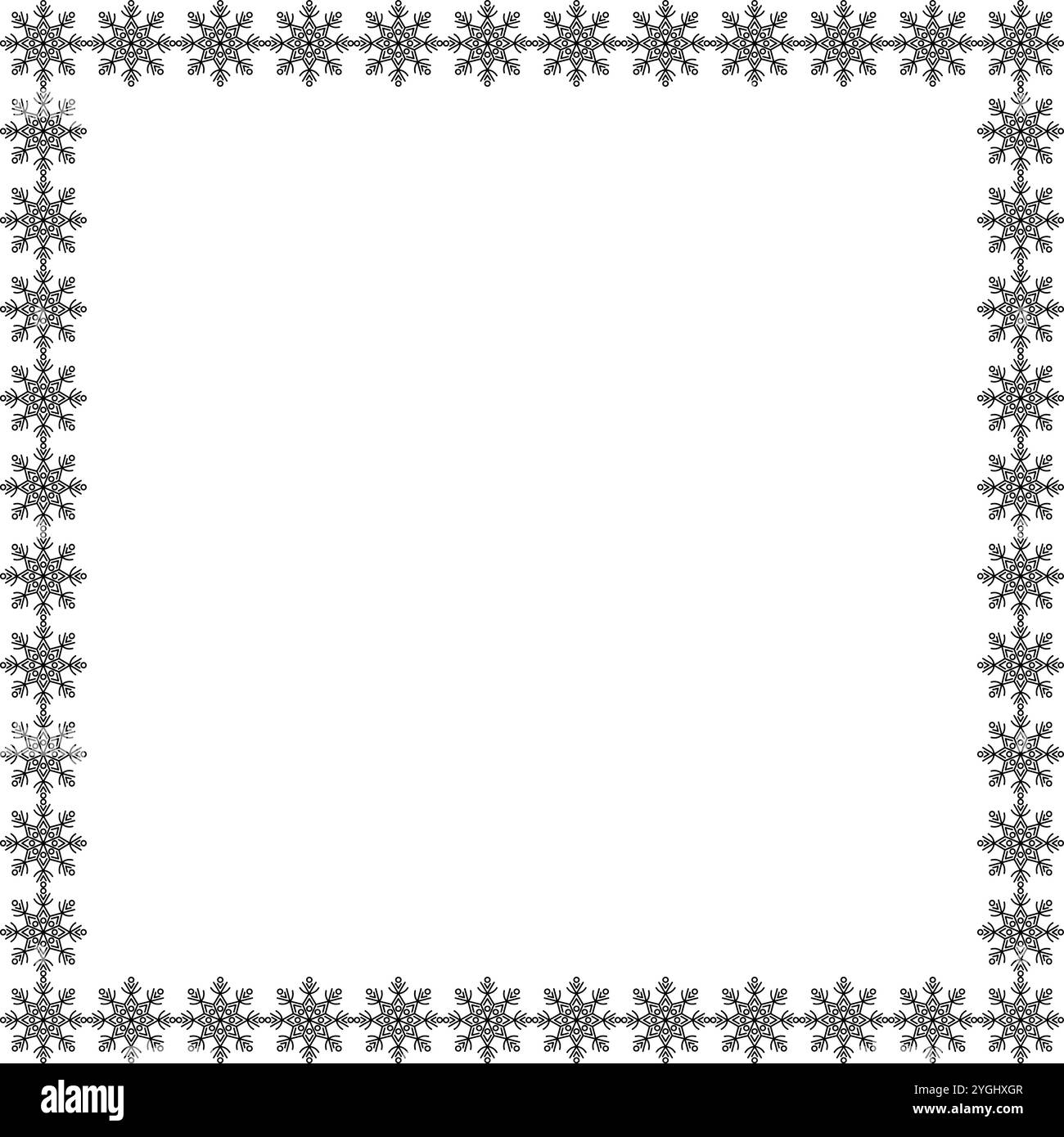 Snowflake square frame. Winter snowflake round border Stock Vector ...