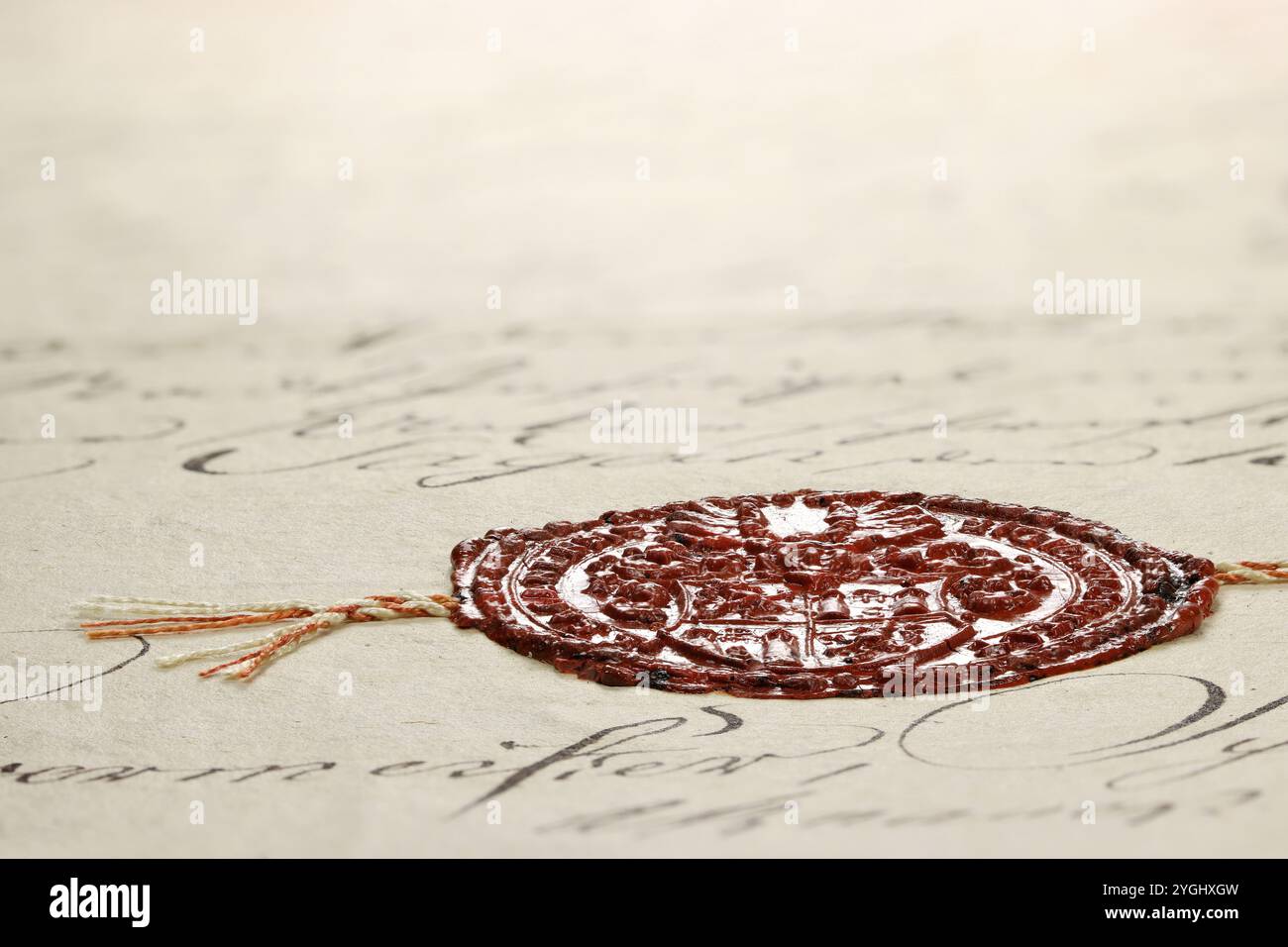 wax seal on document from the 18th century Stock Photo - Alamy