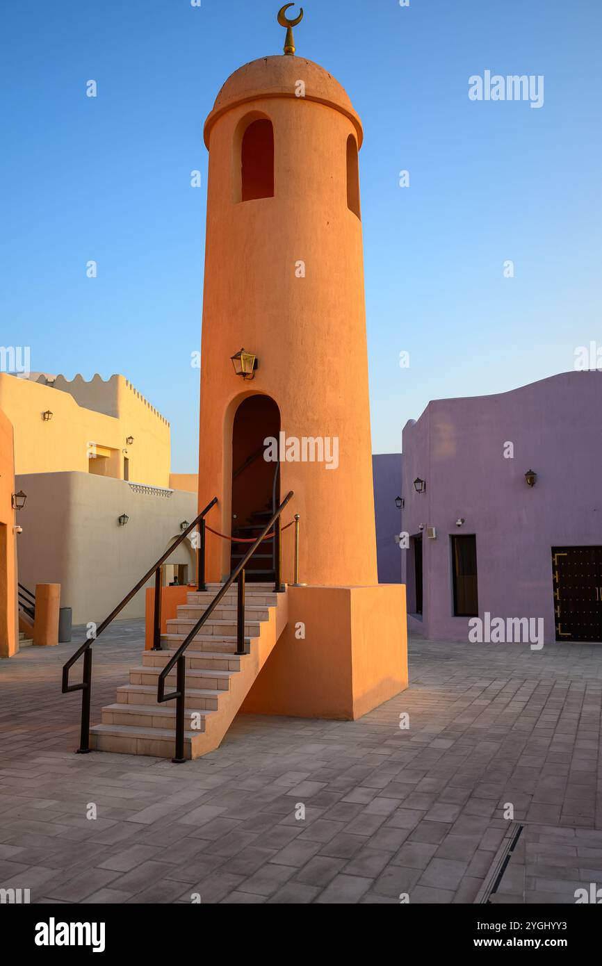 Colorful Streets and Mosque Photo, Mina District Corniche, Doha Marina ...