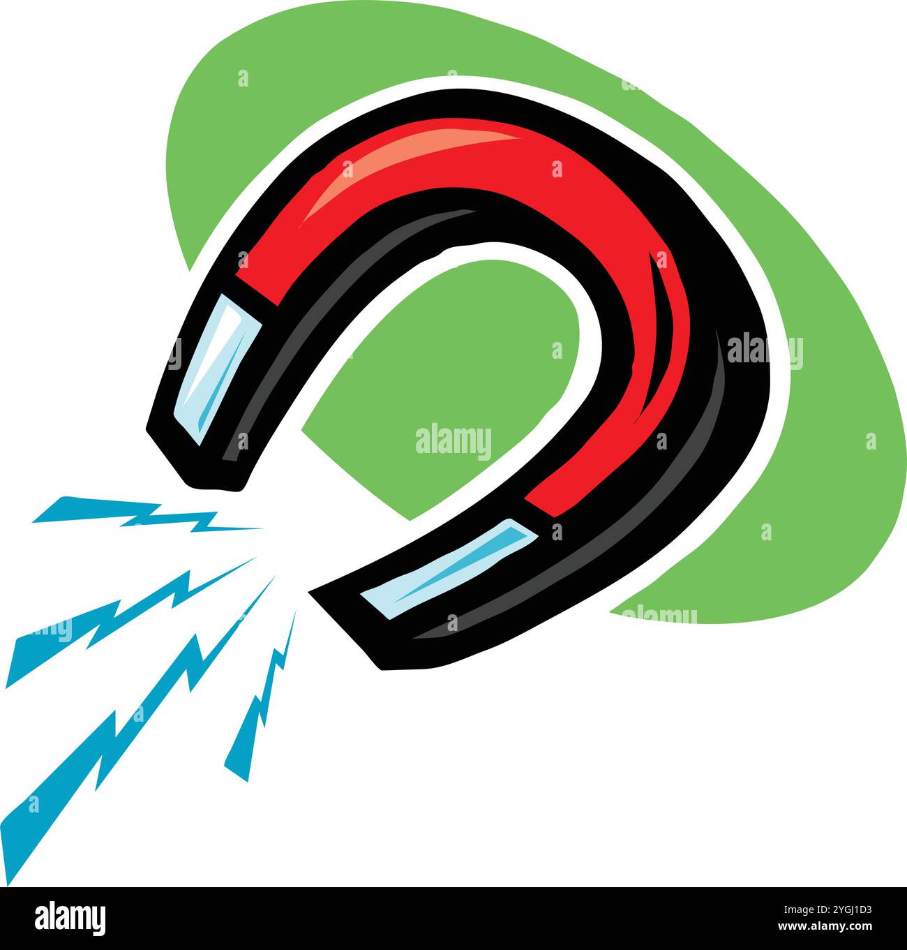 Magnet with lightning. Horseshoe Magnet with Magnetic Power. Magnetism ...