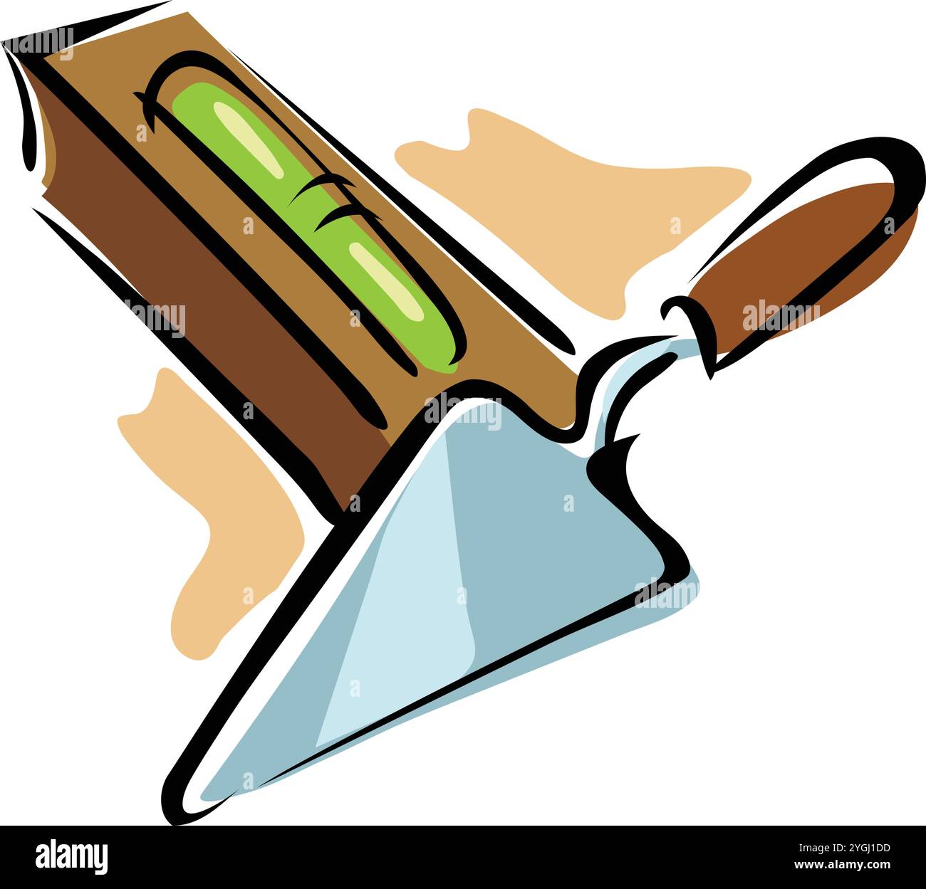 abstract vector illustration of a tool to measure and the trowel as ...
