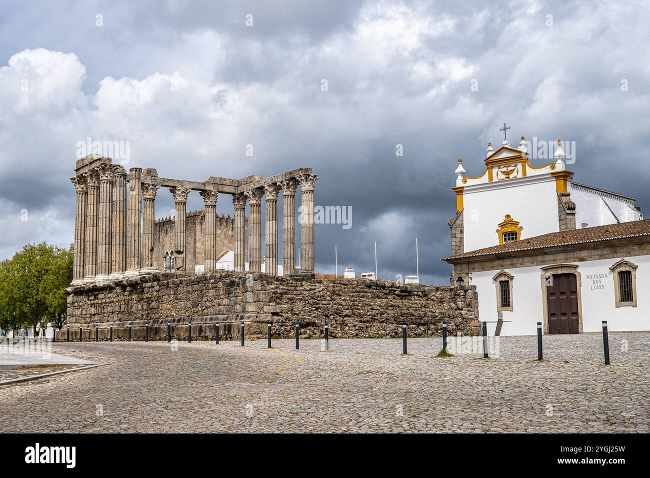Ruins of the Roman Temple in Evora, Alentejo, Portugal. Temple of Diana ...