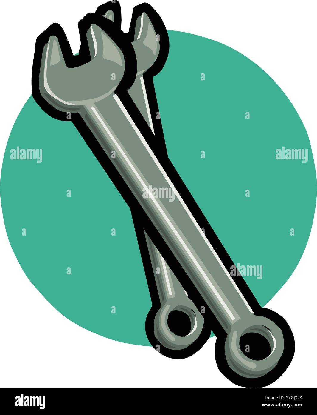 Two metal wrenches on white background isometric isolated vector ...