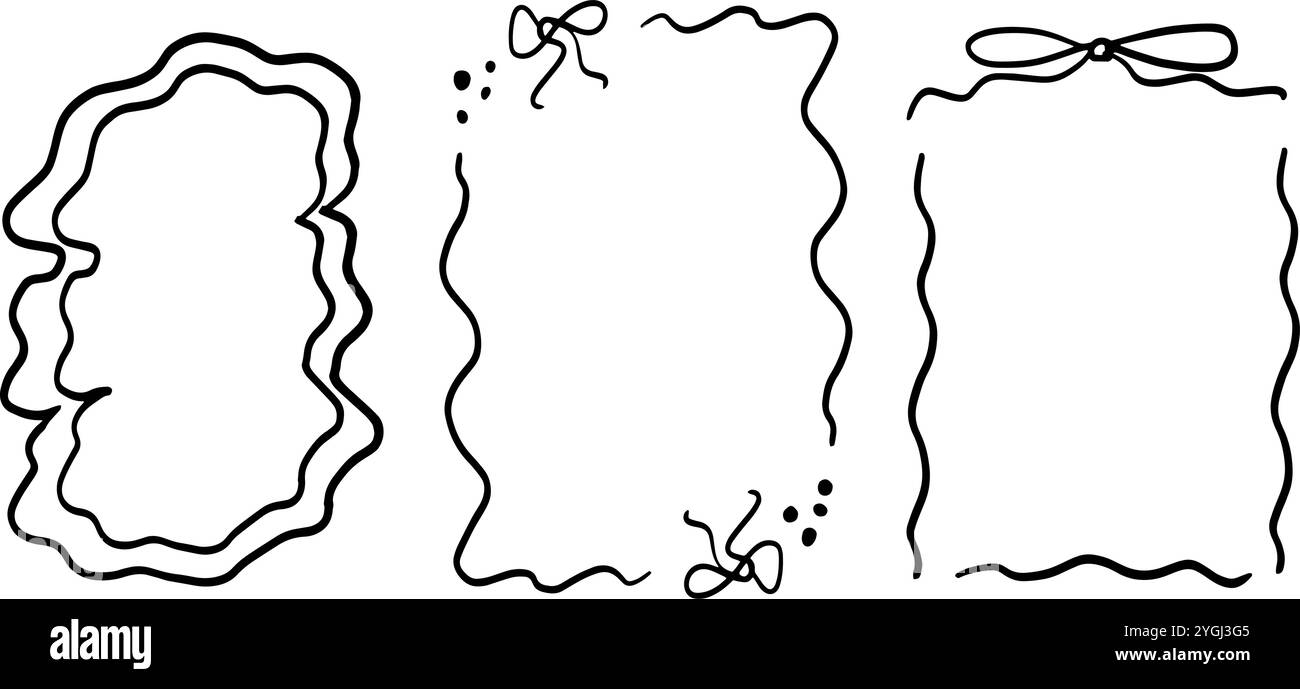Aesthetic Border and Frame Set Illustration | Minimalist Doodle Vector ...