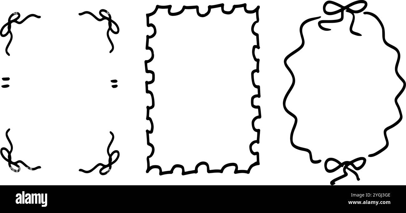 Aesthetic Border and Frame Set Illustration | Minimalist Doodle Vector ...