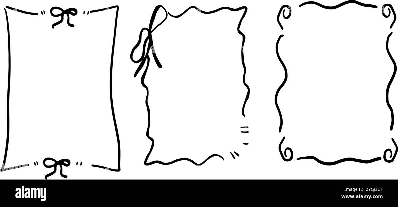 Aesthetic Border and Frame Set Illustration | Minimalist Doodle Vector for Elegant Designs Stock ...