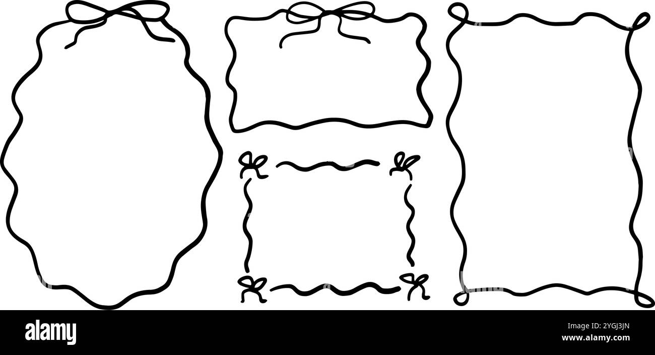 Aesthetic Border and Frame Set Illustration | Minimalist Doodle Vector ...