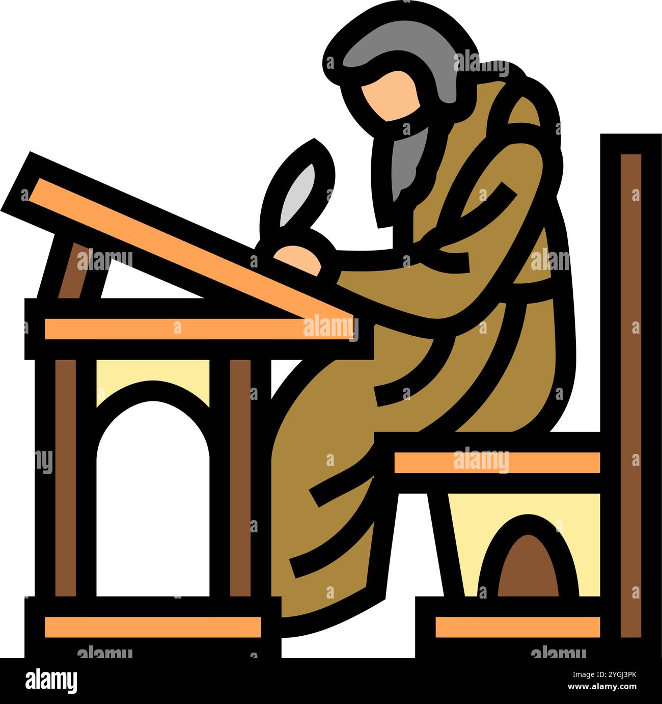monk scribe byzantine color icon vector illustration Stock Vector Image ...