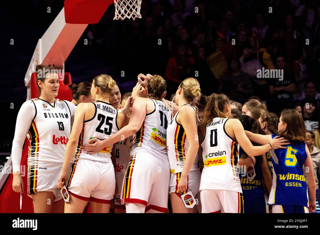 Antwerp, Belgium. 07th Nov, 2024. Belgian Cats' players a basketball ...
