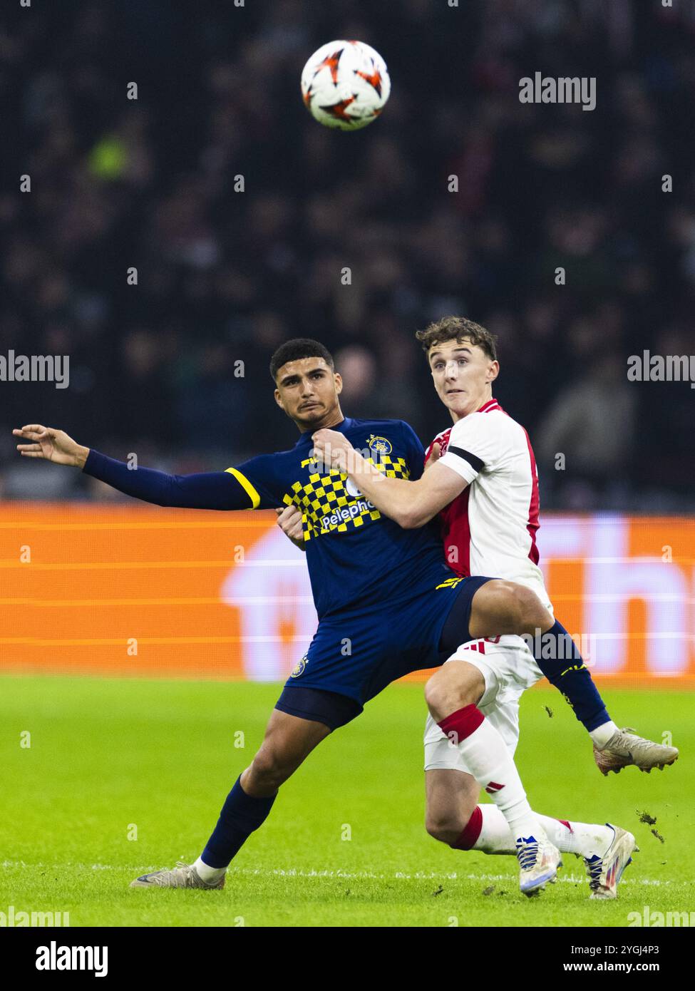AMSTERDAM - (l-r) Elad Madmon of Maccabi Tel-Aviv, Youri Baas of Ajax ...
