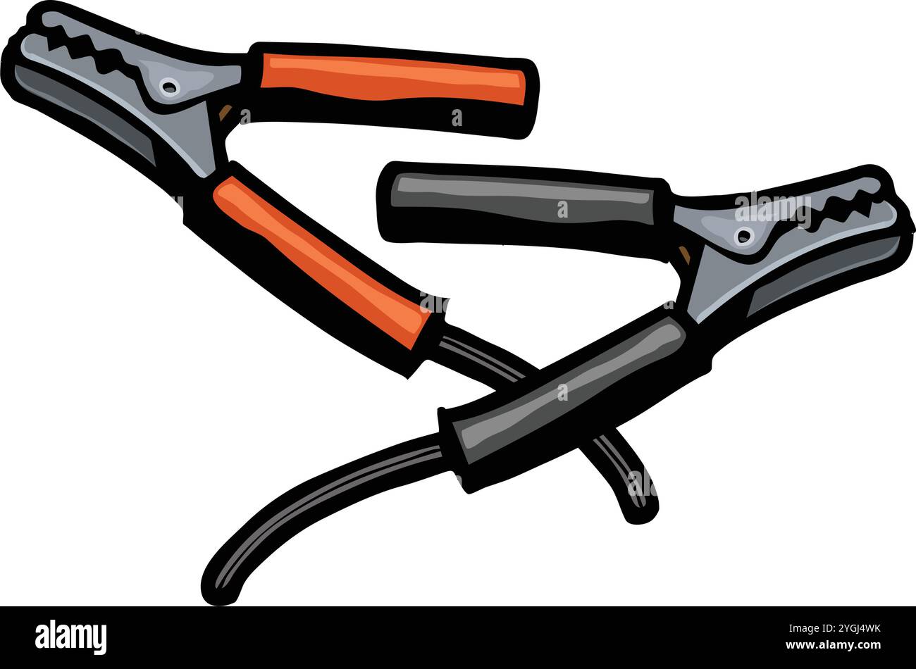 battery jumper cable tool flat clipart vector illustration Stock Vector ...