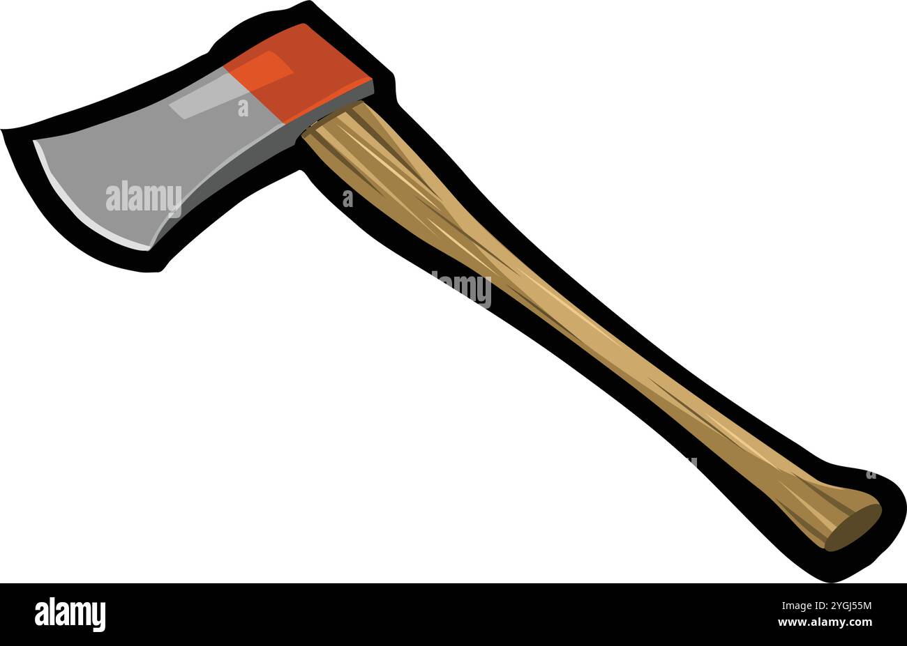 Axe with wooden handle cartoon icon on white background vector ...