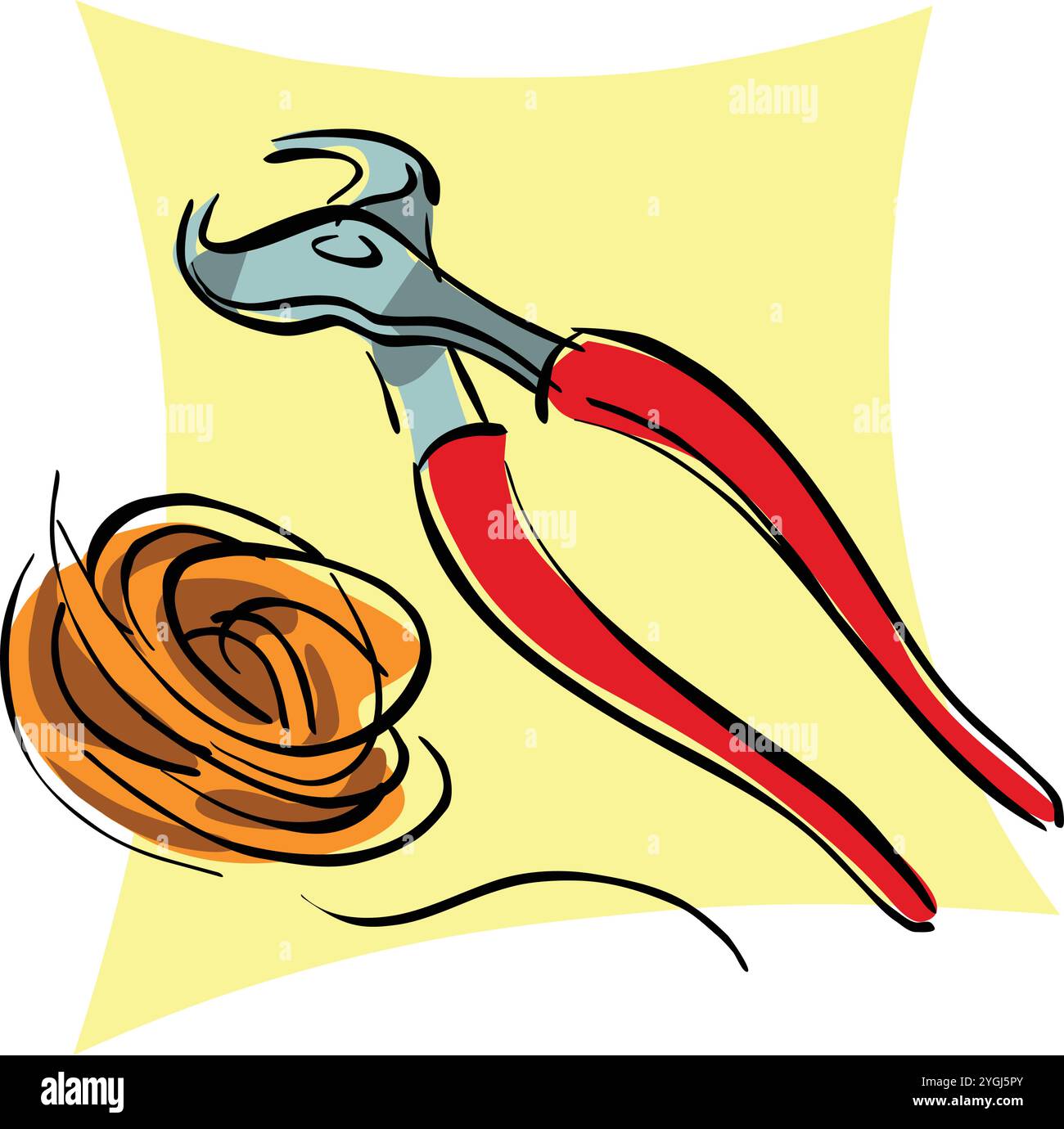 A cartoon style vector illustration shows a construction tool wrench ...