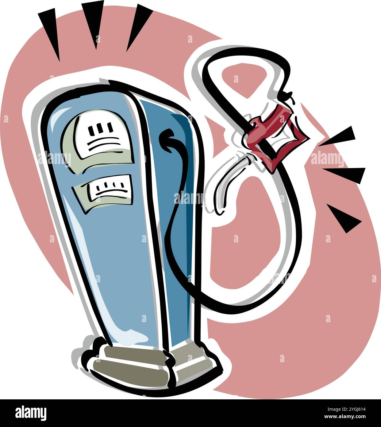 Isometric icon of red fuel dispenser petrol pump on white background ...