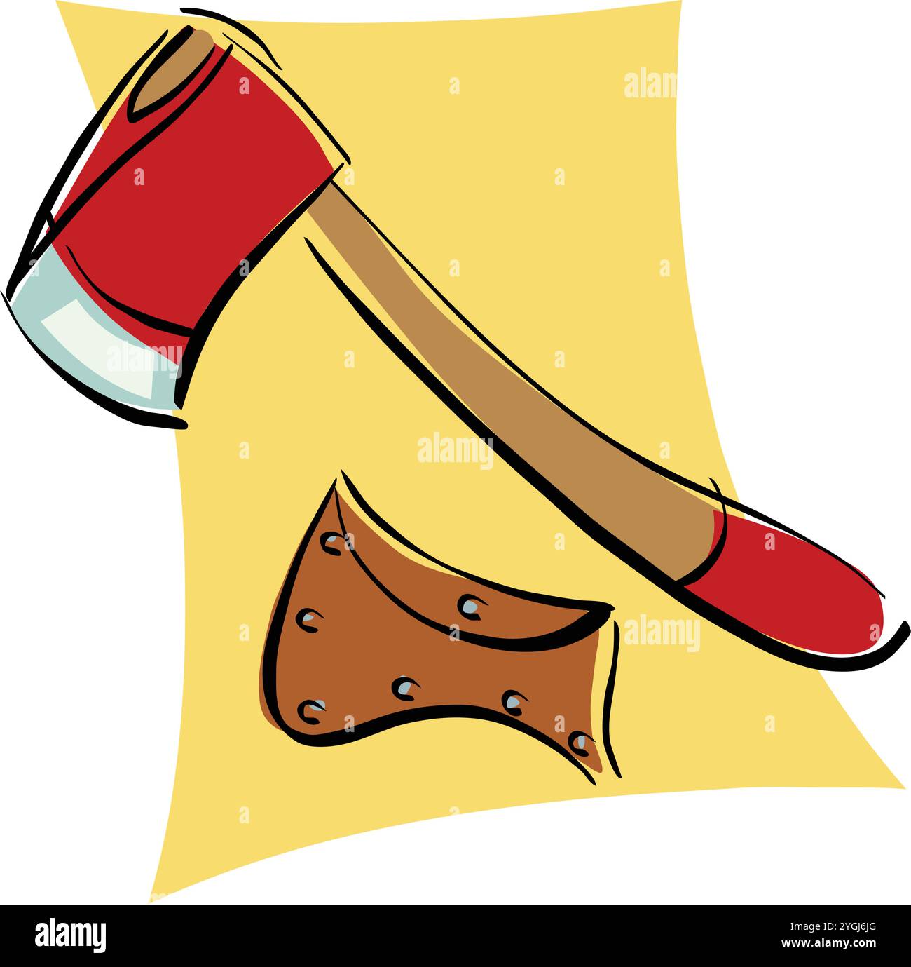 Axe with wooden handle cartoon icon on white background vector ...