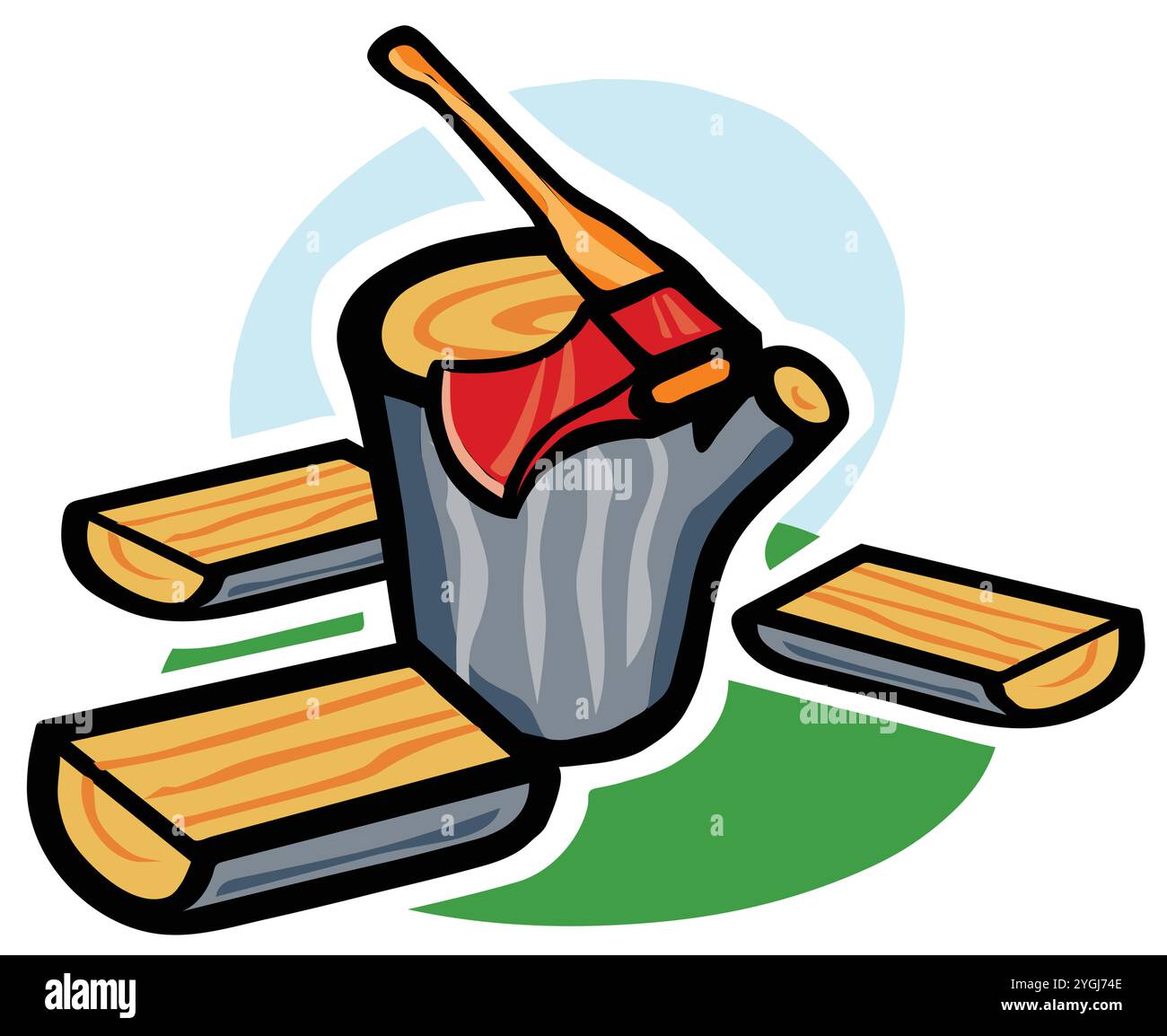 An abstract vector illustration shows a cartoon style construction tool ...