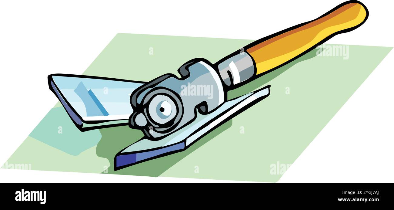 An abstract vector illustration shows a Glass cutter. Hand tool of the ...