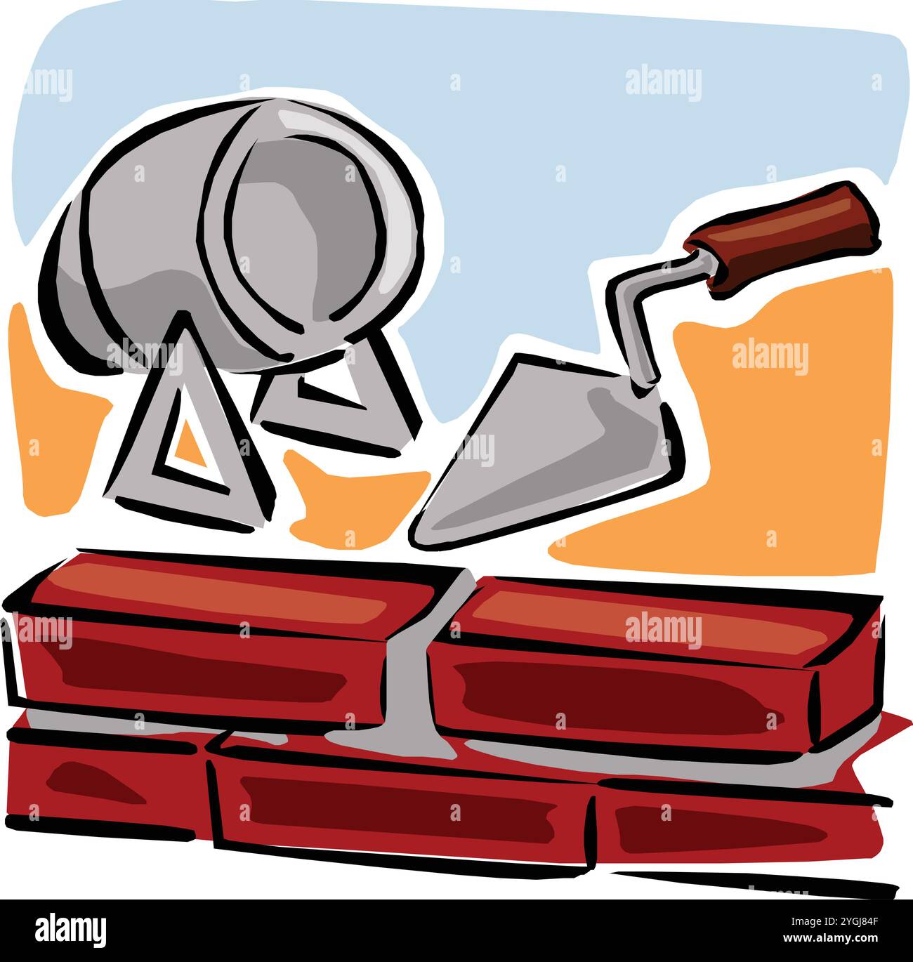 Trowel and brick wall vector icon building design vector illustration ...