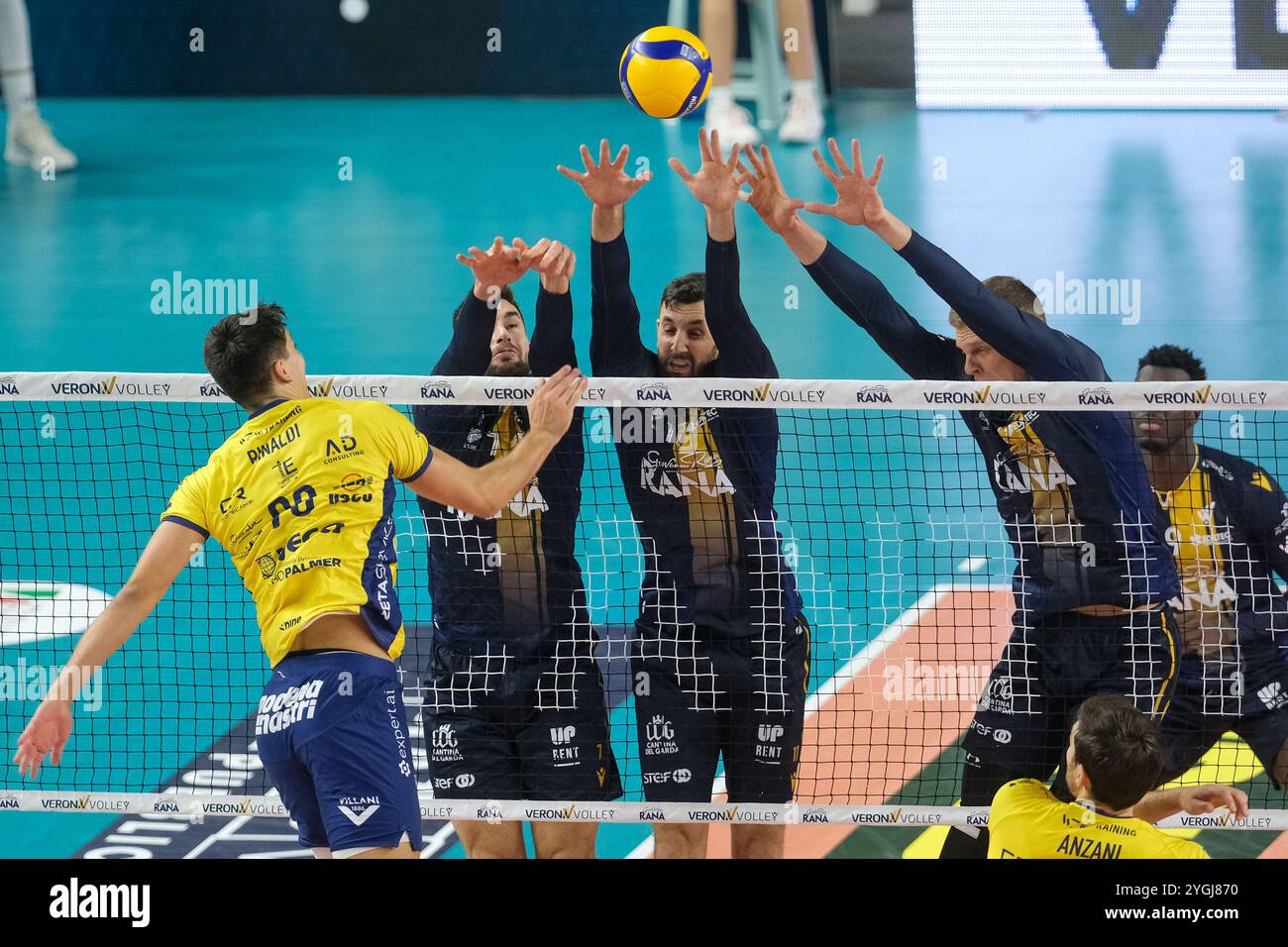Block of Marco Vitelli of Rana Verona during the match between Rana ...