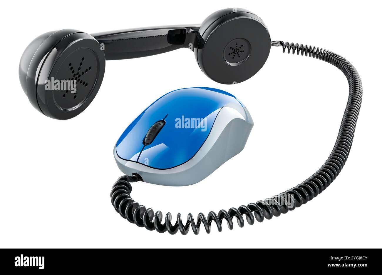 Phone handset with computer mouse, 3D rendering isolated on white background Stock Photo - Alamy