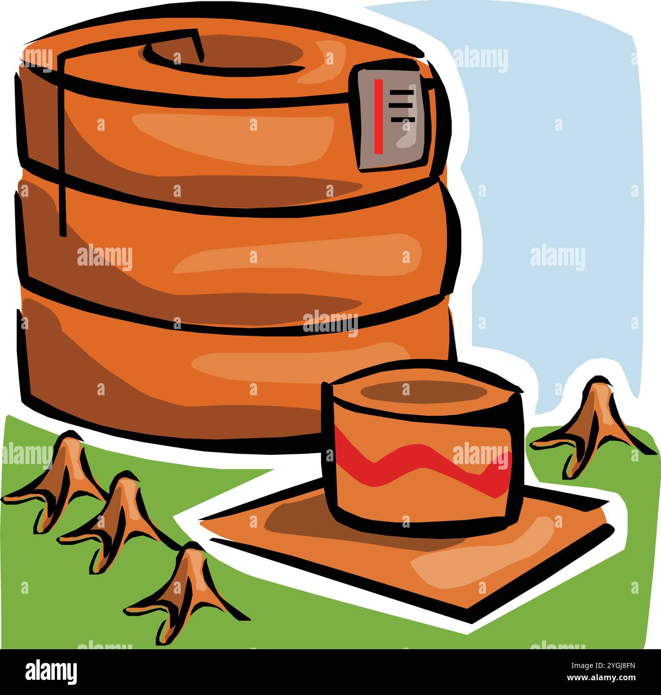 Roll tape flat vector illustration. Cute plastic brown roll sticky ...