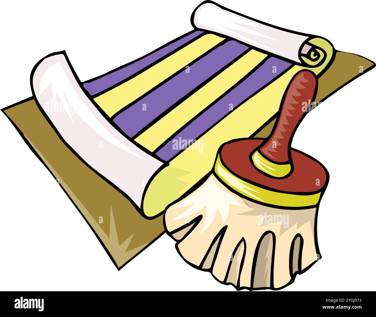 Painting work decorative icons set with bucket roller color palette ...