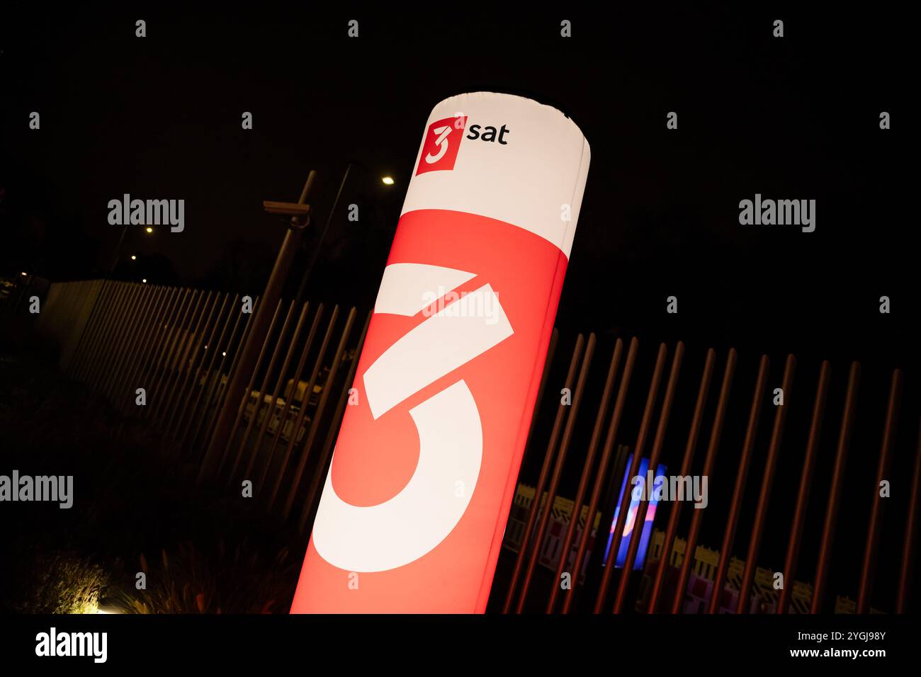 Berlin, Germany. 07th Nov, 2024. The 3sat logo can be seen on a light ...