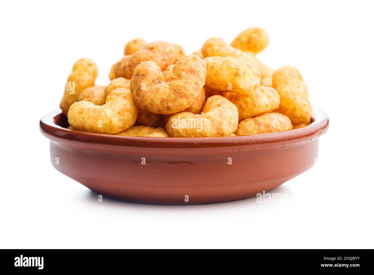 Puffed crispy Peanut flips in bowl isolated on a white background Stock ...