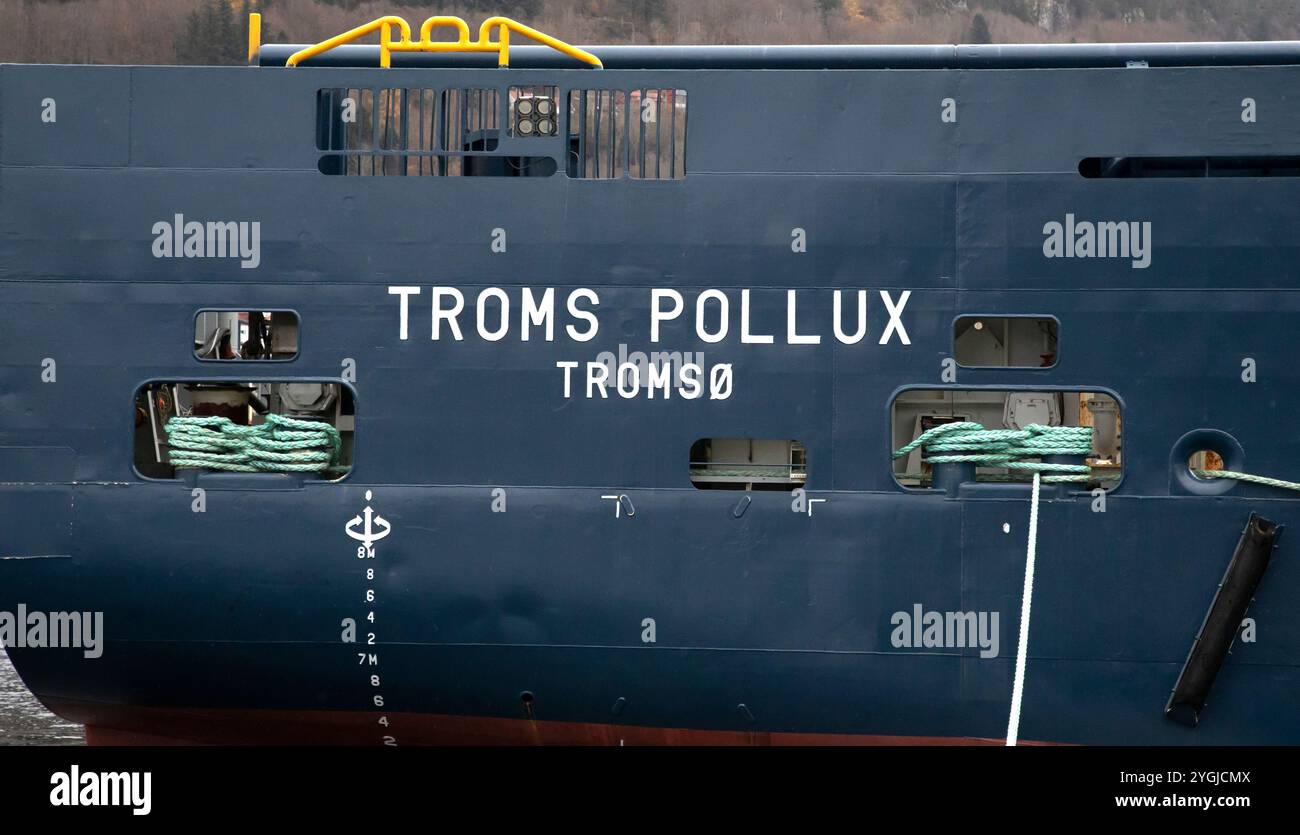 Details from hull of offshore platform supply vessel (PSV) Troms Pollux ...