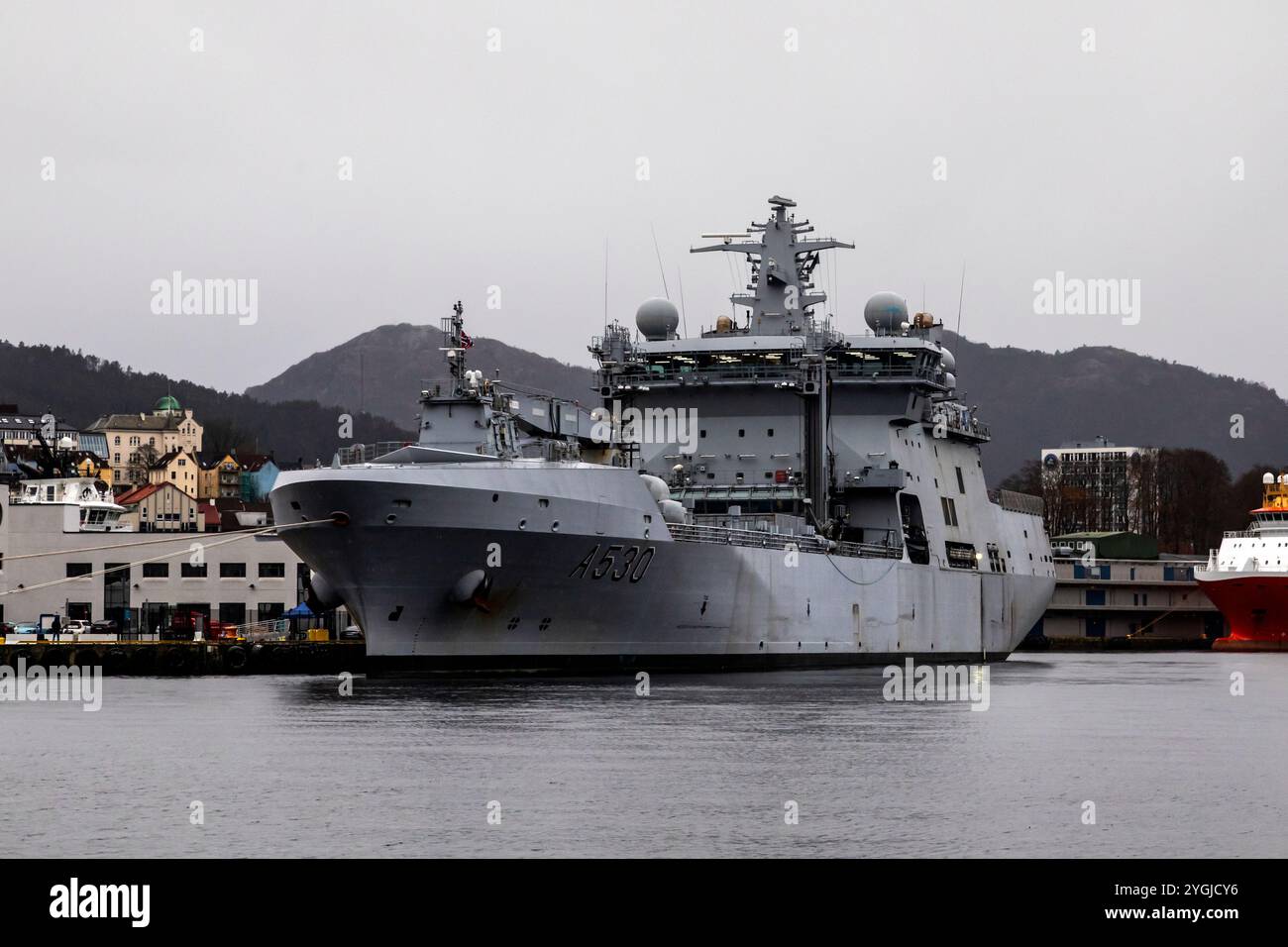 Navy replenishment vessel HNoMS Maud at Bontelabo quay, in the port of ...