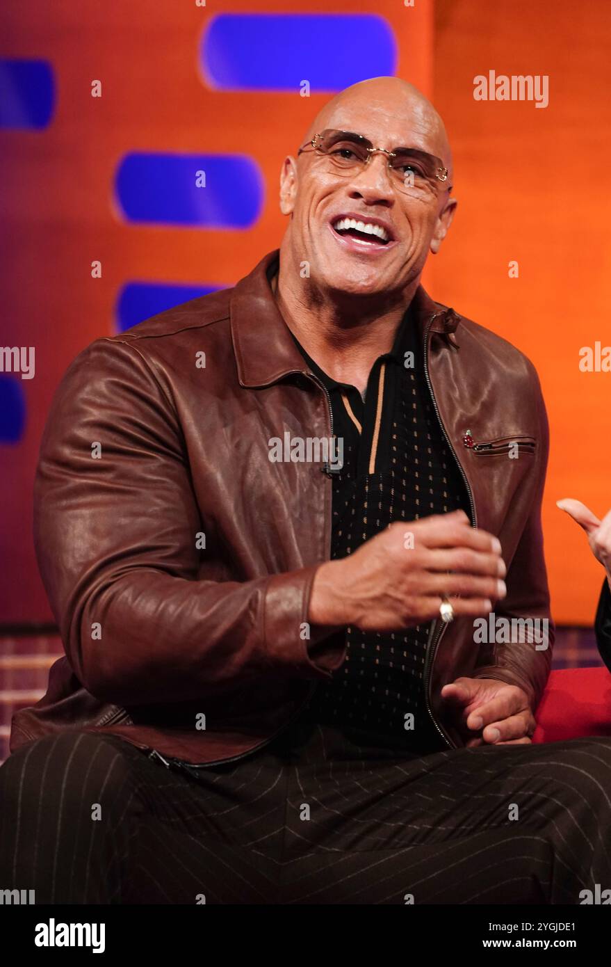 EDITORIAL USE ONLY Dwayne Johnson during filming for the Graham Norton ...