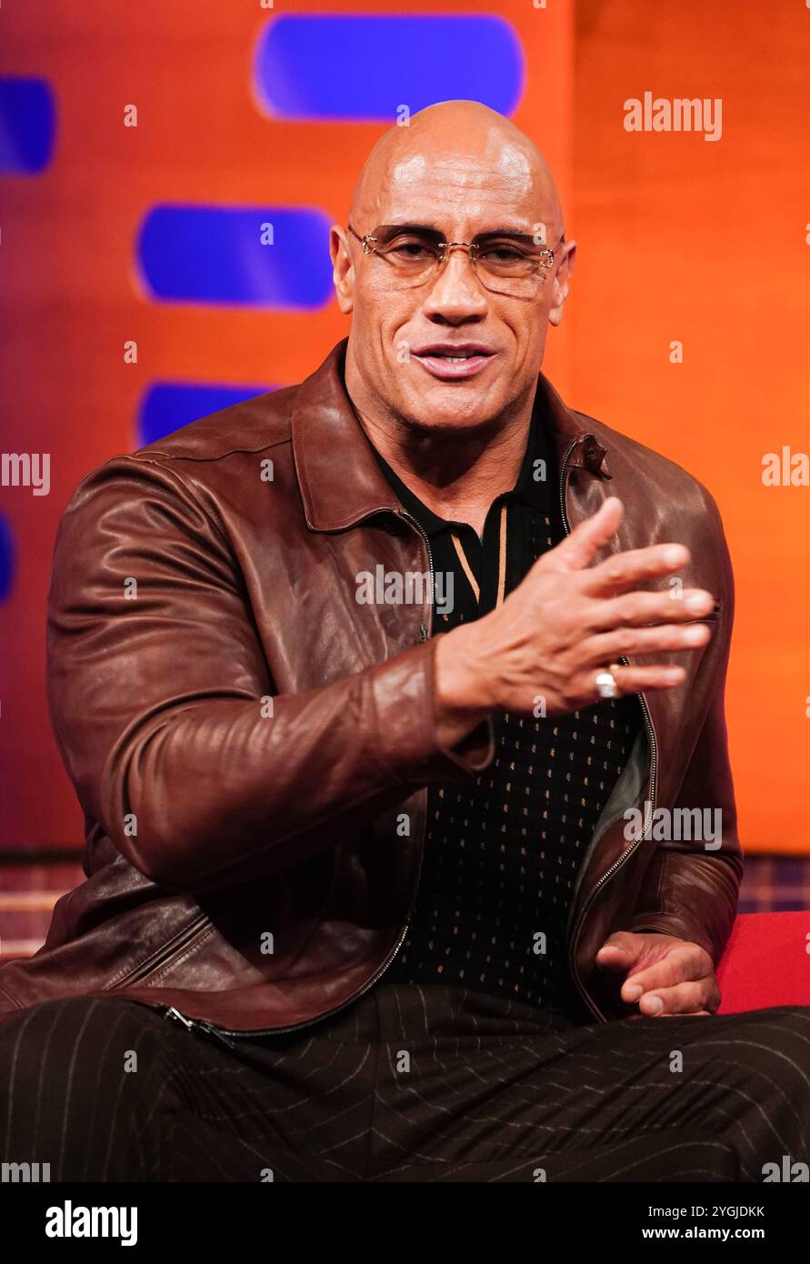 EDITORIAL USE ONLY Dwayne Johnson during filming for the Graham Norton ...