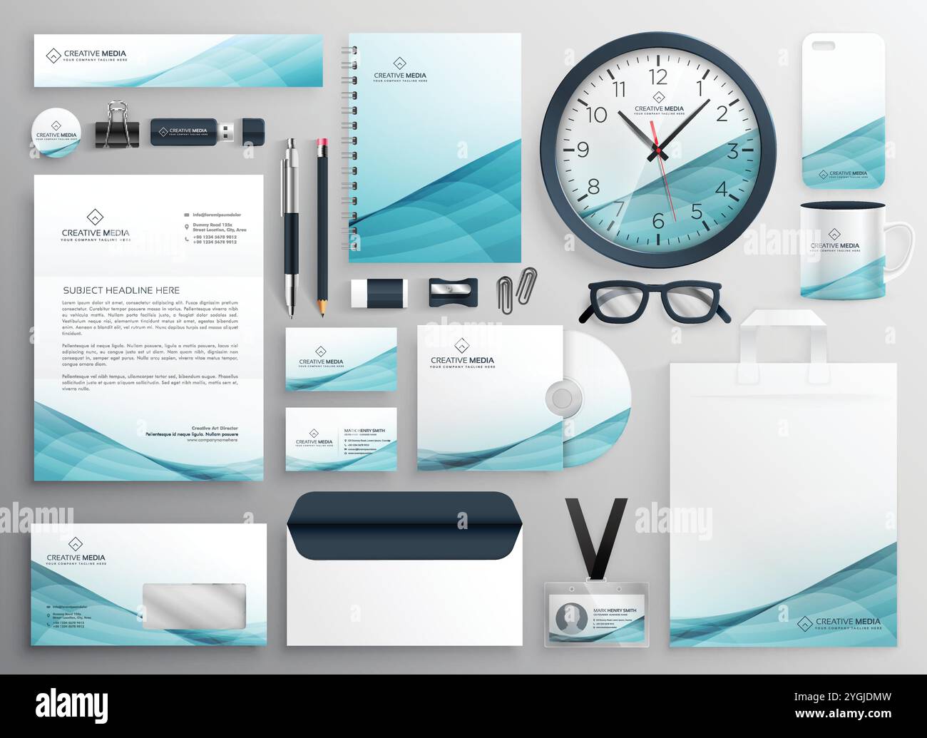 big set of professional brand identity business stationery items Stock ...
