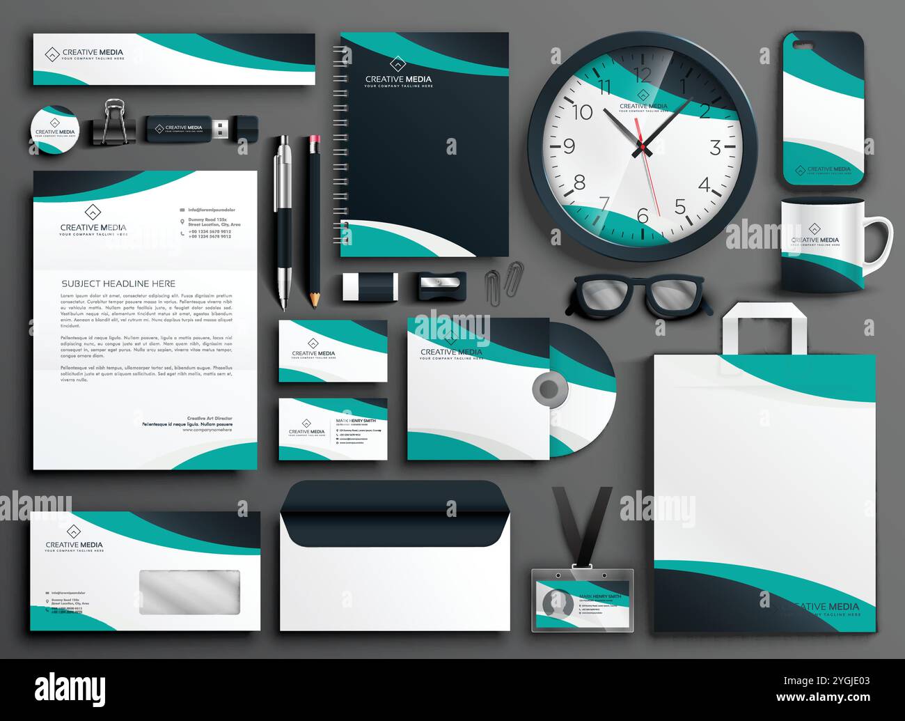 big set of professional brand identity business stationery items Stock ...