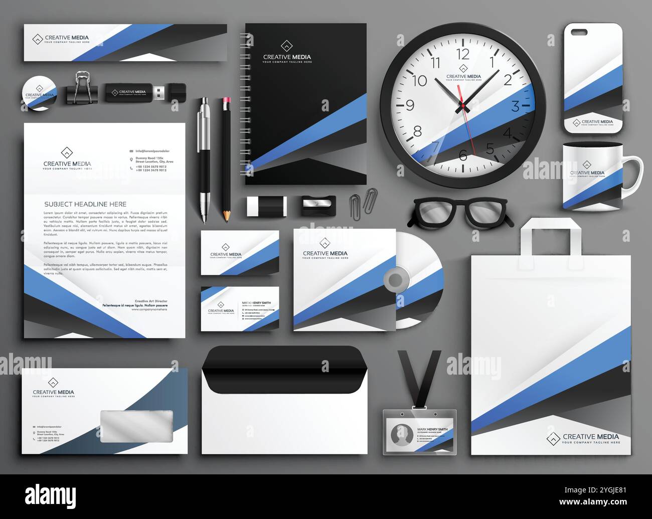 big set of professional brand identity business stationery items Stock ...