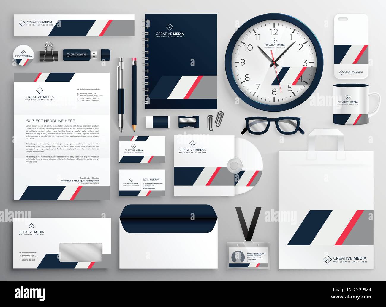 big set of professional brand identity business stationery items Stock ...