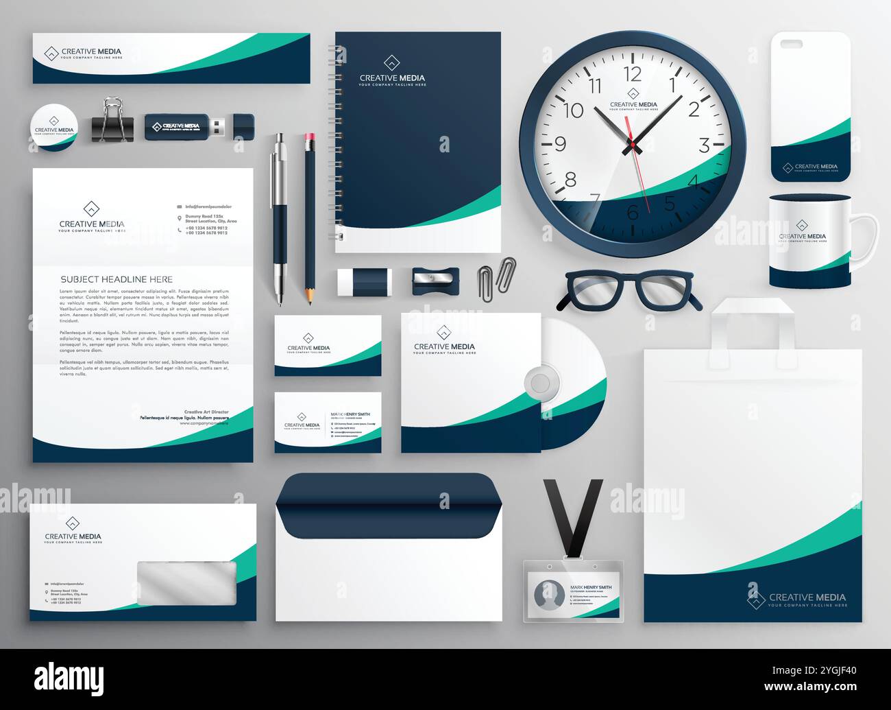 big set of professional brand identity business stationery items Stock ...