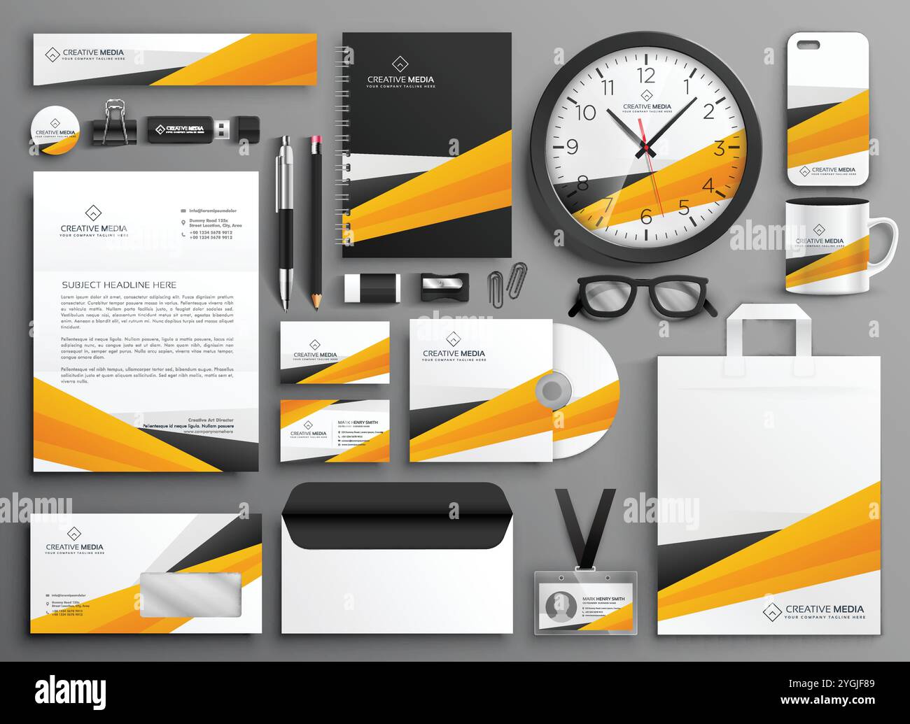 big set of professional brand identity business stationery items Stock ...