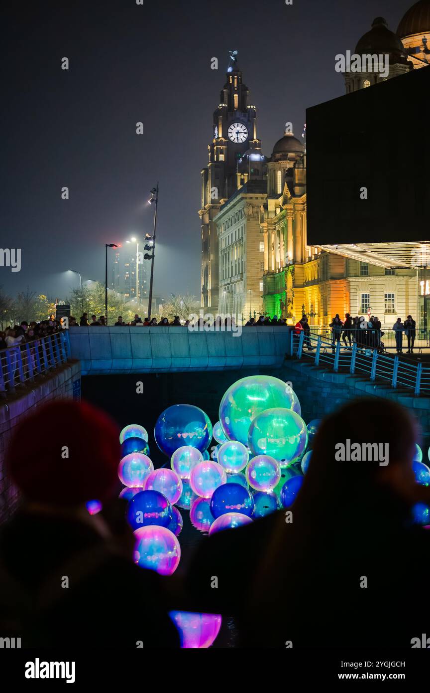 Light installation at Liverpool's River of Light Stock Photo - Alamy