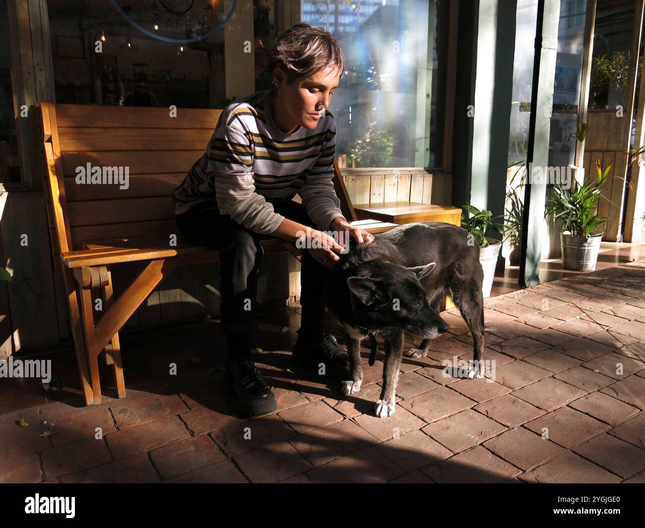 Chilean singer-songwriter Rubio poses for a portrait with her dog Luna ...