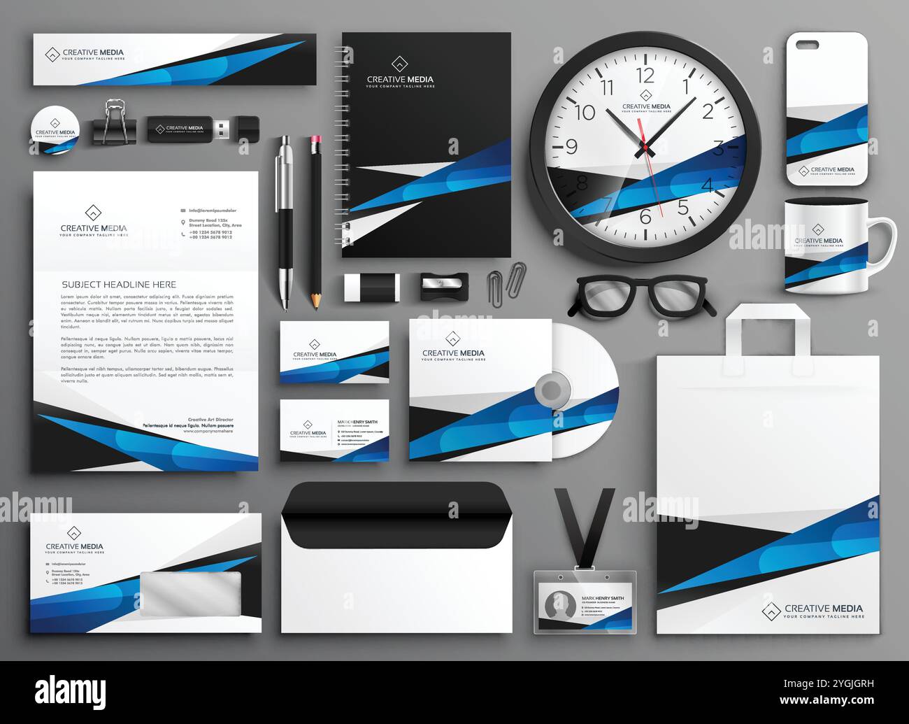 complete set of business stationery collateral Stock Vector Image & Art ...