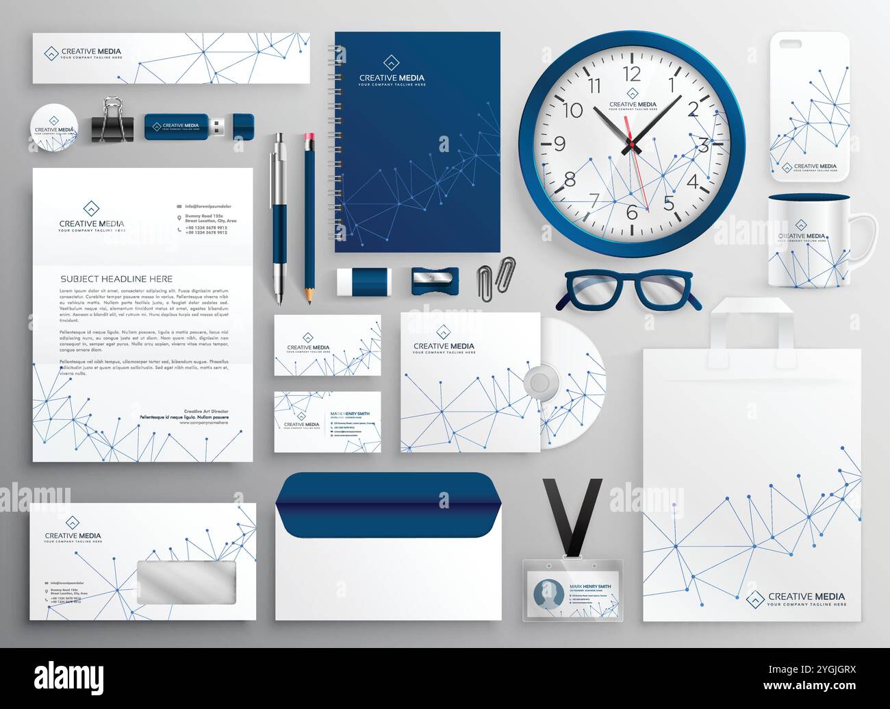 business stationery set in wireframe diagram Stock Vector Image & Art ...