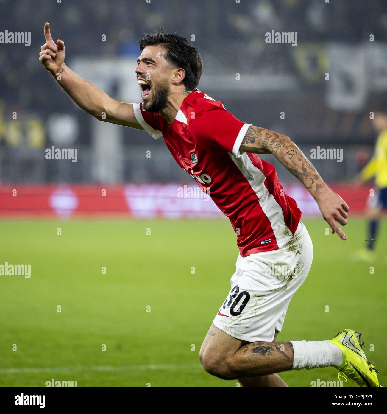 ALKMAAR - Denso Kasius of AZ Alkmaar celebrates 3-1 during the UEFA ...