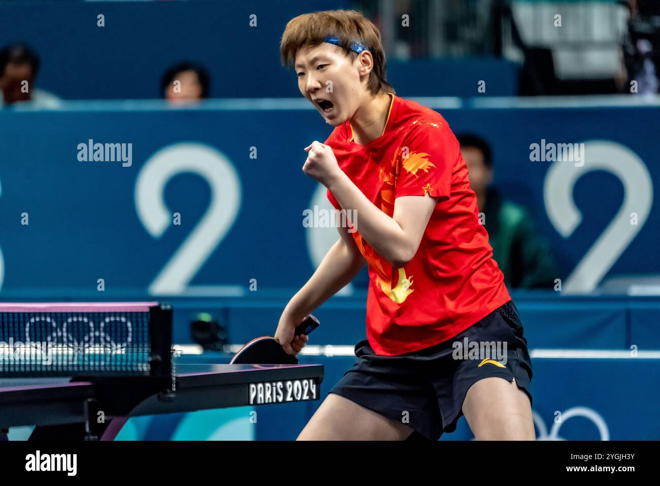 Table tennis – women's team gold medal singles match. Wang Manyu (CHN ...