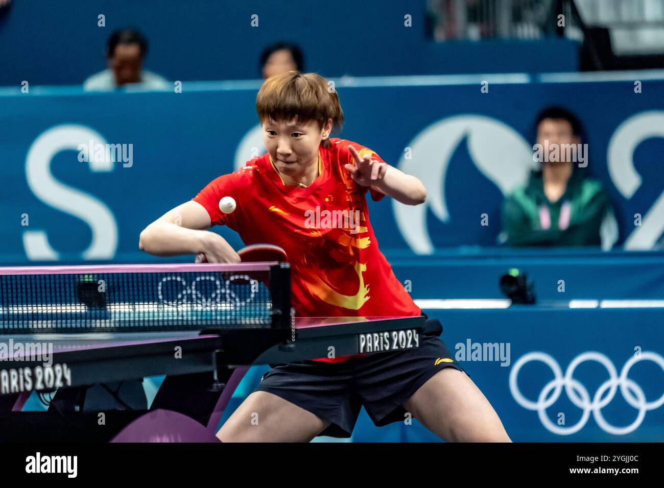 Table tennis – women's team gold medal singles match. Wang Manyu (CHN ...
