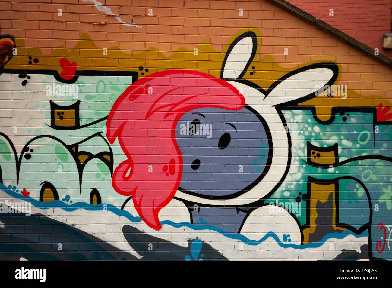 Detail of a 50 metre mural created by local street artists in Bristol ...