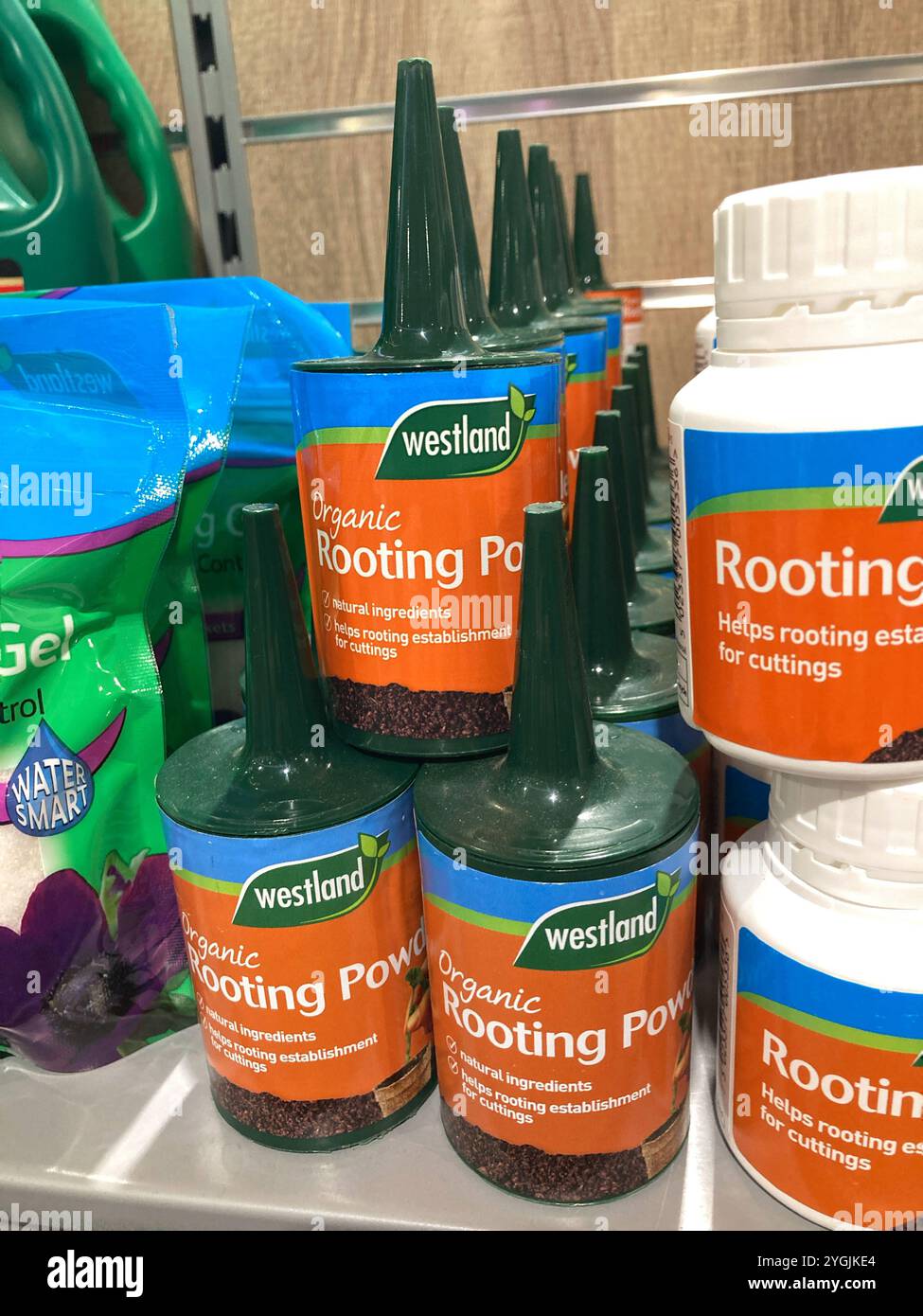 Organic Rooting Powder for sale at the local Garden Centre Stock Photo ...