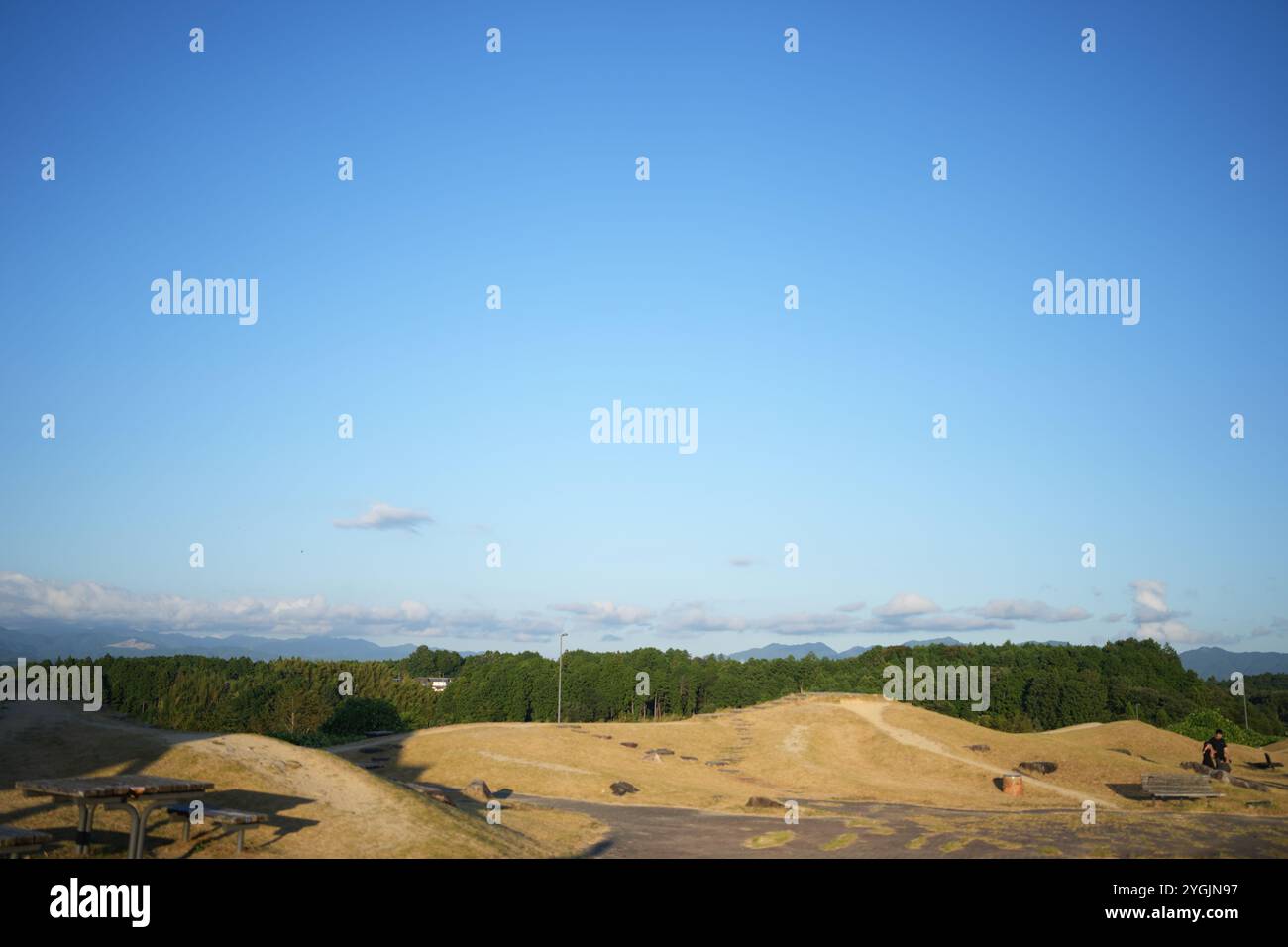 Summer scene at Konan Parking Area on highway in Koka City, Shiga ...