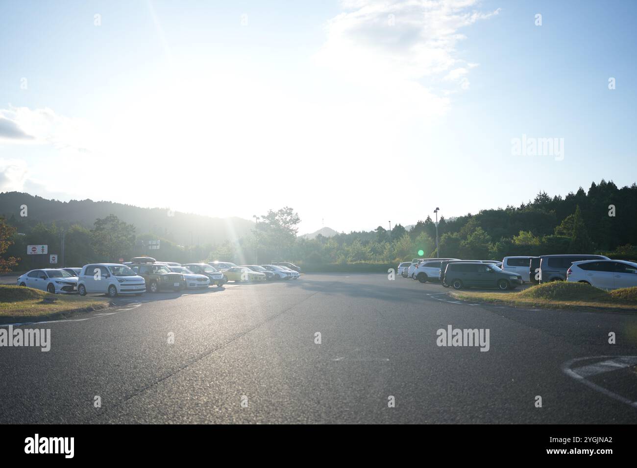 Summer scene at Konan Parking Area on highway in Koka City, Shiga ...