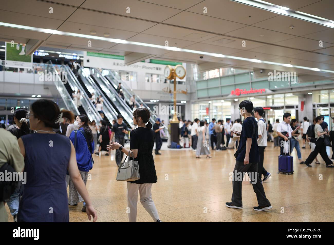 Scene inside Nagoya Station in Nakamura Ward, Nagoya City, Aichi Prefecture, Japan, during Obon ...